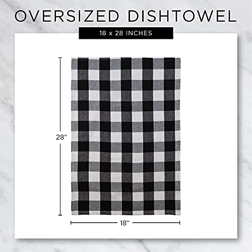 DII Washed Waffle Weave Collection, Dishtowel Set, 18x28, Dusty Blue Check, 2 Piece