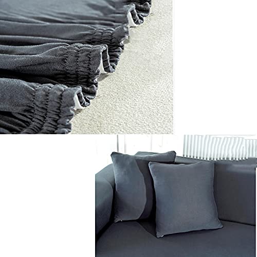 OQOPO 2/3/4 Seater Stretch Sectional Sofa Cover L Shaped Sofa Cover,Easy to Use Non-Slip Furniture Protector Sofa Cover for Living Room,2+4 Seater,Blue