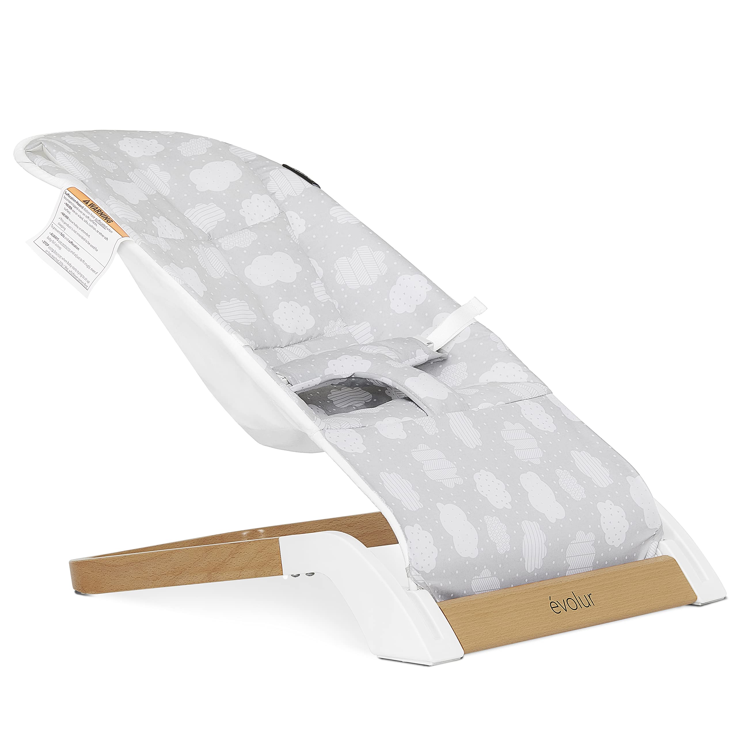 Evolur Koko Portable Infant Bouncer in Grey, Breathable Fabric, Removable Seat Cover, Easy to Clean Baby Bouncer