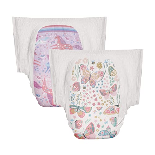 The Honest Company Clean Conscious Training Pants | Plant-Based, Sustainable Diapers | Magical Moments + Butterfly Kisses | Size 4T/5T (38+ lbs), 57 Count