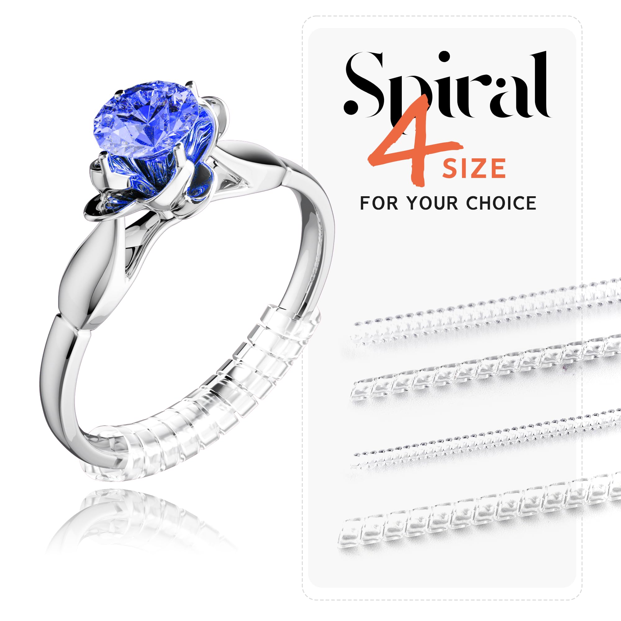 12 Pack Ring Size Adjuster for Loose Rings Invisible Transparent Silicone Guards Clip Noodle Jewelry Tightener Connector Fitter Resizer 4 Sizes Fit Almost Any Ring for Women and Men