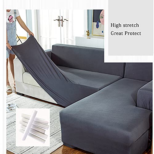OQOPO 2/3/4 Seater Stretch Sectional Sofa Cover L Shaped Sofa Cover,Easy to Use Non-Slip Furniture Protector Sofa Cover for Living Room,2+4 Seater,Blue