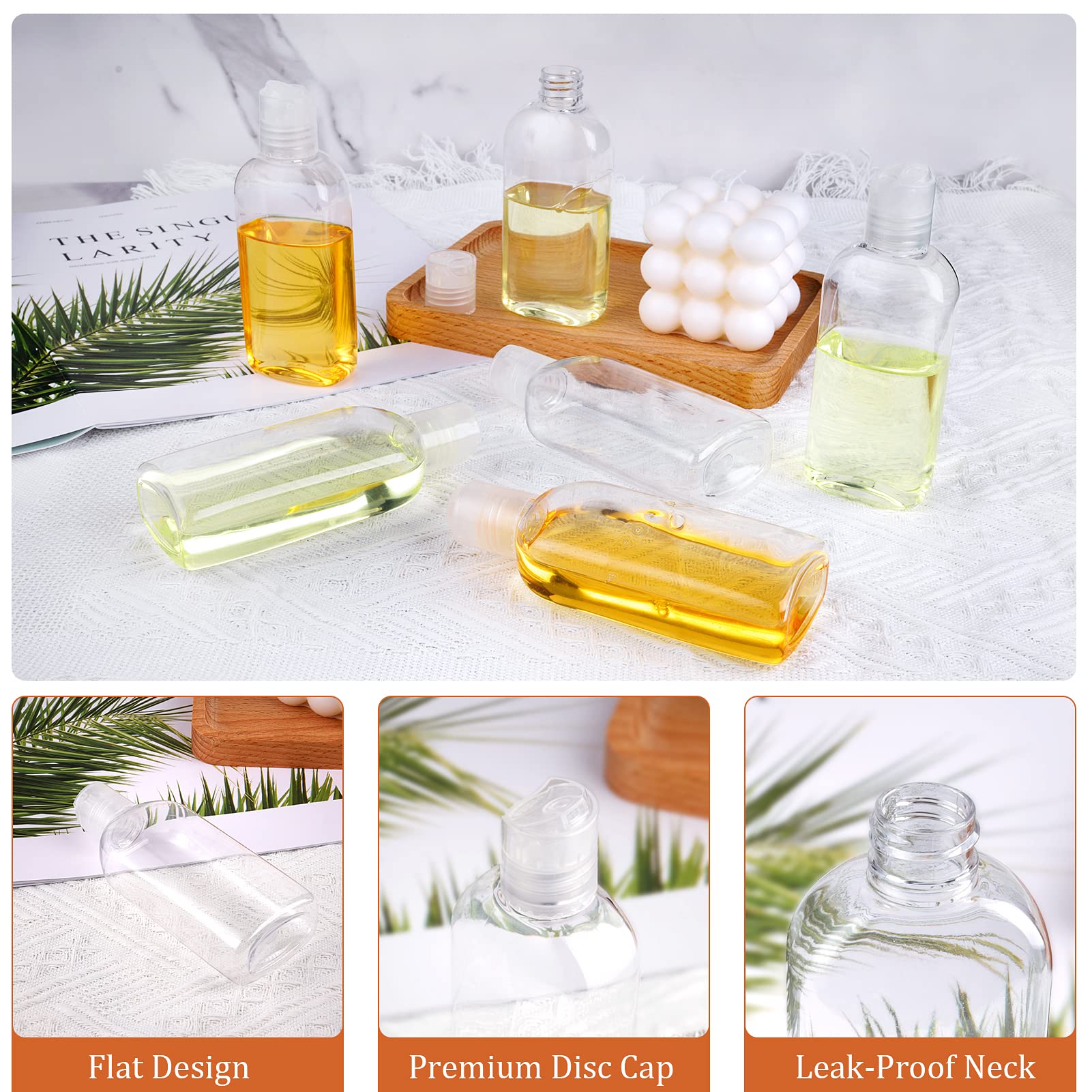 Kitchen GIMS Clear Plastic Empty Squeeze Bottles with Disc Top Caps 6 Pack 4 oz Travel Bottles TSA Approved Leak Proof Plastic Travel Bottles for Shampoo, Conditioner & Lotion