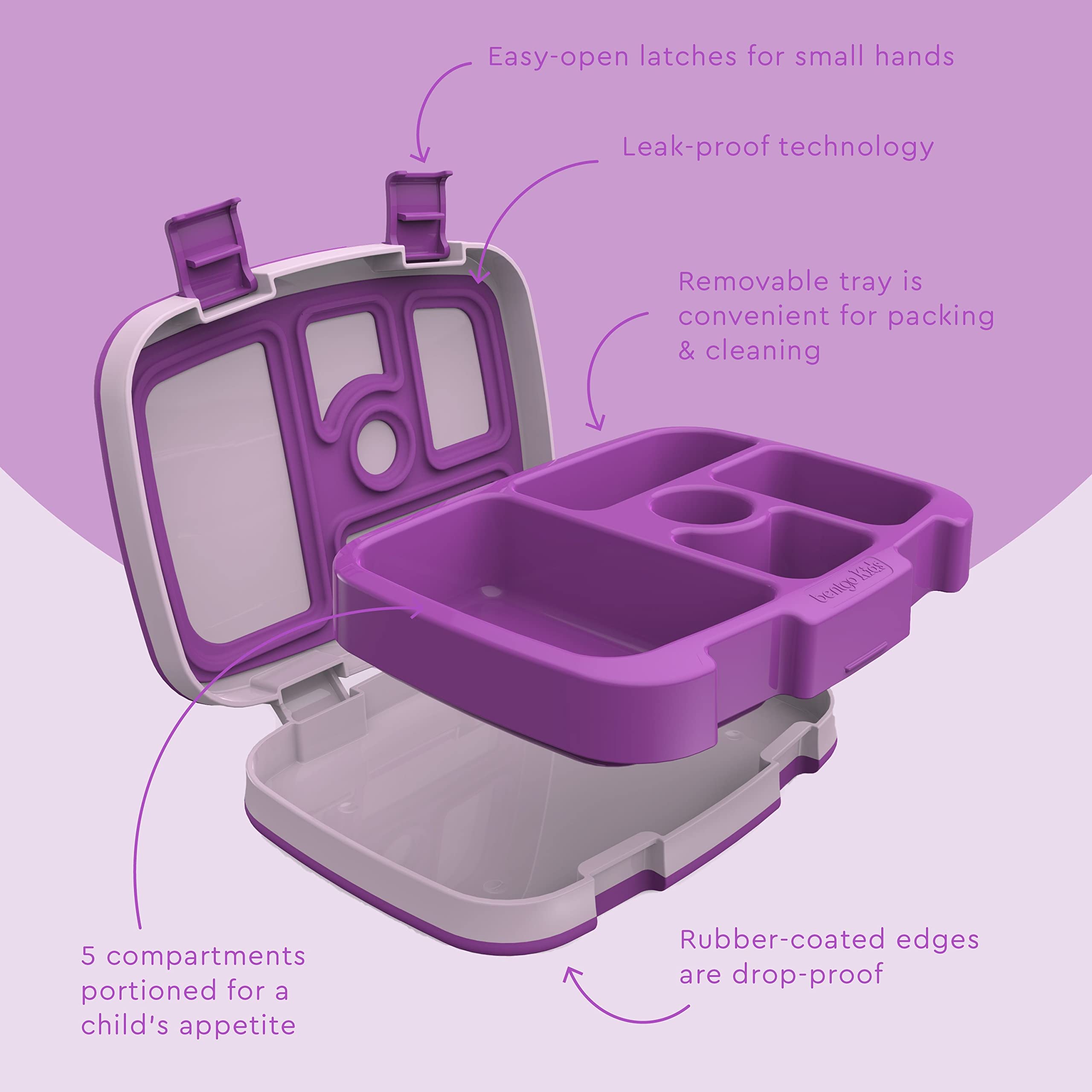 Bentgo® Kids Lunch Box Water Bottle - New & Improved 2023 (Purple)