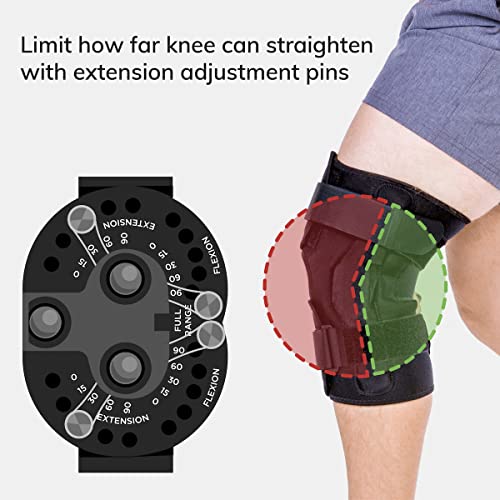 BraceAbility Plus Size ROM Knee Brace - Hinged Heavy-Duty Adjustable Compression Support Wrap for Large Thighs and Legs, Walking Pain, Osteoarthritis, Post-Surgery Recovery and Torn ACL or PCL (5XL)