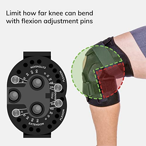 BraceAbility Plus Size ROM Knee Brace - Hinged Heavy-Duty Adjustable Compression Support Wrap for Large Thighs and Legs, Walking Pain, Osteoarthritis, Post-Surgery Recovery and Torn ACL or PCL (5XL)