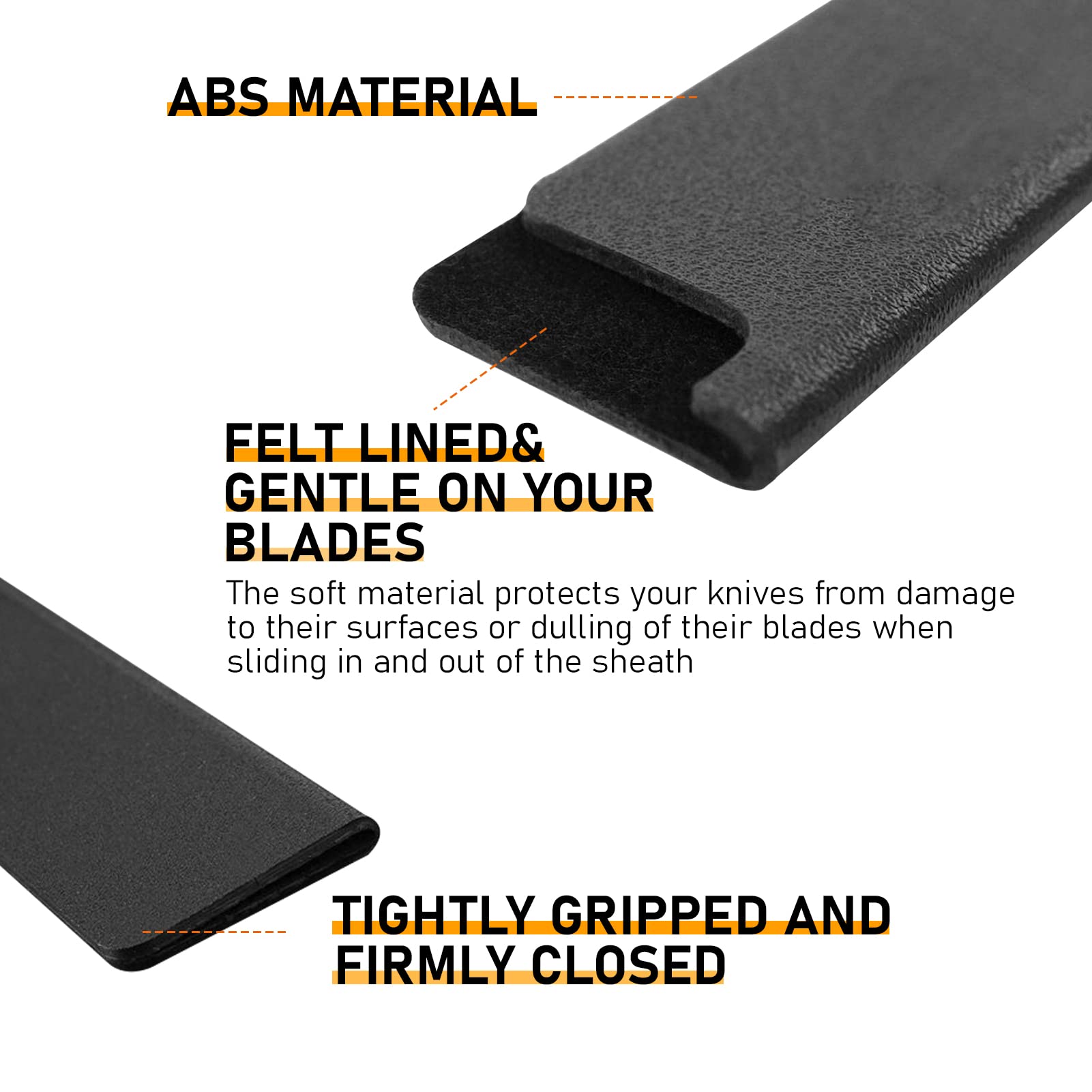 Alpen Edge Knife Guards 6.5" x 1.8" & 10.2" x 2" ABS Plastic/Felt Lined/BPA Free Universal Blade Cover Guards for Chef and Kitchen Knives, 2 PCS, Knives Not Included
