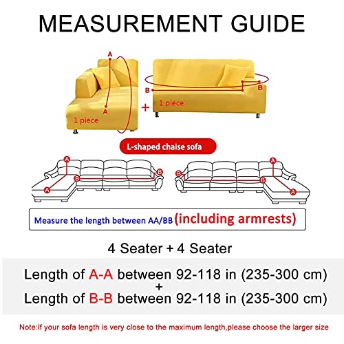 TVPFM Velvet Stretch Sectional Couch Covers, 2 Pieces L Shaped Sofa Cover with 2 Pillowcases Super Soft Universal Sofa Cover for Living Room Pets-Light Blue-4 Seater+4 Seater