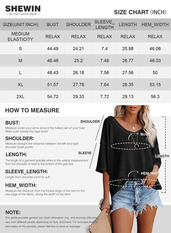 SHEWIN Oversized T Shirts for Women Summer Casual V Neck Short Sleeve Shirt 2023 Trendy Lightweight Waffle Knit Tunic Tops Loose Blouses Grey M