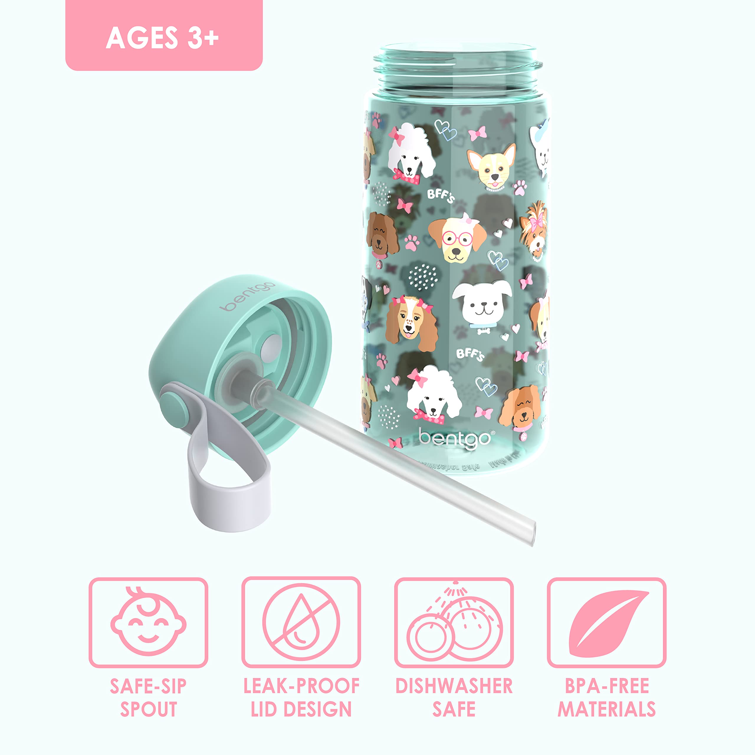 Bentgo® Kids Lunch Bag Set Water Bottle - New & Improved 2023 (Puppy Love)