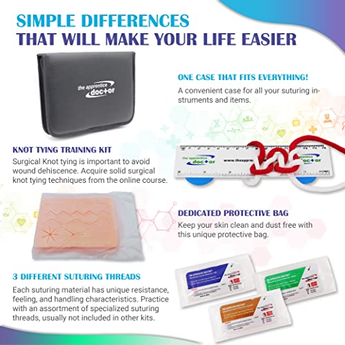 Suture Practice Kit for Medical Students +1 Year Access to The Future Doctors Academy's in-Depth Online Suturing Course. Course & Practice Kit Designed by an Experienced Surgeon - Kit de Sutura.