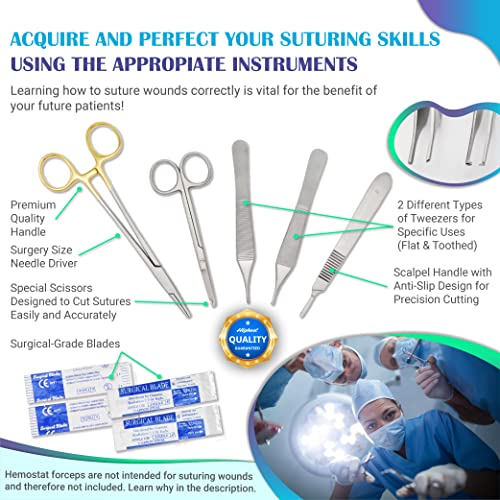 Suture Practice Kit for Medical Students +1 Year Access to The Future Doctors Academy's in-Depth Online Suturing Course. Course & Practice Kit Designed by an Experienced Surgeon - Kit de Sutura.