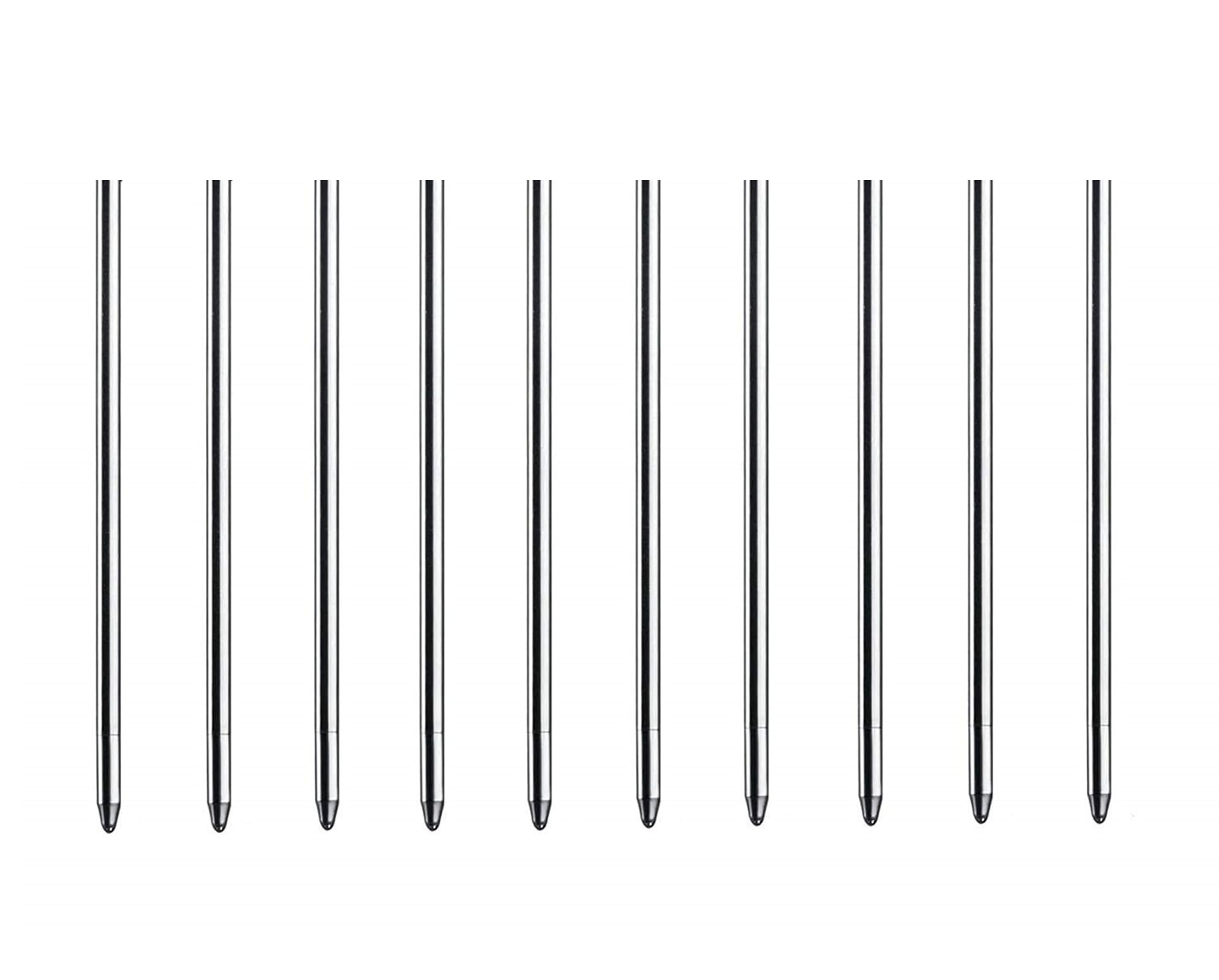 MengRan 2.75'' Ballpoint Pen Refills,Standard D1 Ballpoint Pen Refill (Remove Black Hat),Metal Refill,Black Ink,(Pack of 10)