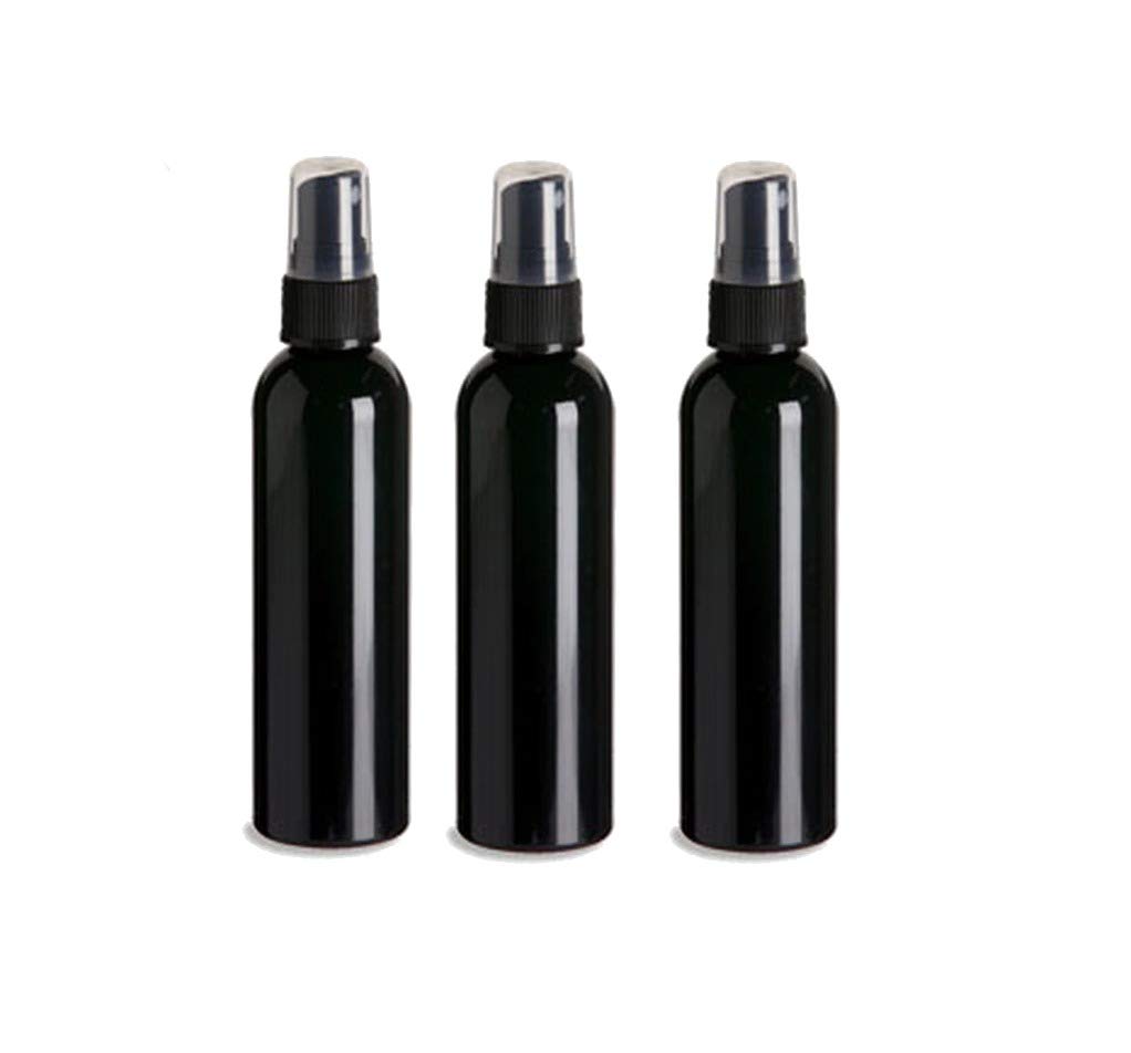 Natural Farms 4oz Black Plastic Spray Bottles -3 Pack Empty Spray Bottle Refillable Containers - Essential Oils - Hair - Aromatherapy | Fine Mist Sprayers with Dust Caps - Made in the USA