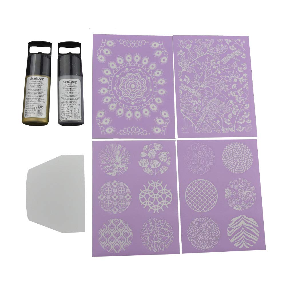 Sculpey Tools™ Silk Screen Kit, Reusable 7 Piece Set, Perfect for DIY Crafts, Polymer Clay, Jewelry Making and Mixed Media, for All Skill Levels
