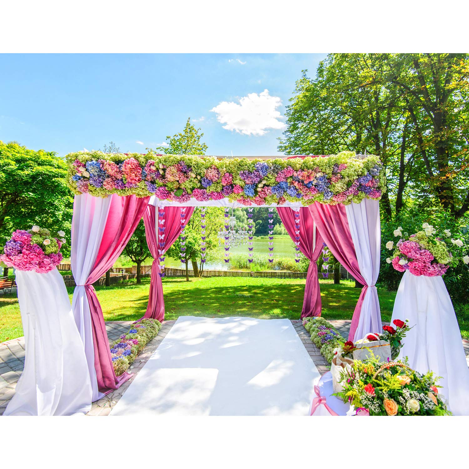 2 Pieces 3D Paper Butterfly Banner Hanging Decorative Garland for Wedding Baby Shower Birthday Proposal, 118 Inches Long (Purple)