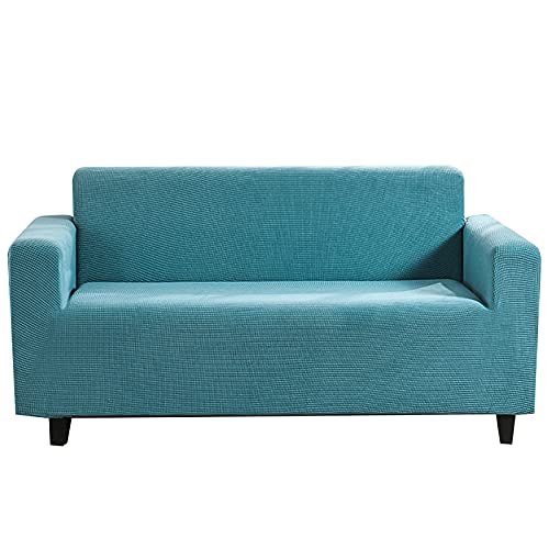 TVPFM Jacquard Furniture Protector, 2 Seater 3 Seater Elastic Bottom Sofa Cover Soft Stretch Sofa Slipcover for Living Room Pets Cat Dog-Blue B-4 Seater