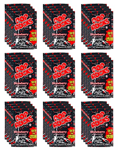Pop Rocks Strawberry Bulk (0.33oz) - 72 Pack of Straw Berry Flavored Poprocks - Retro Crackling Rock Candy - By Dr. Plenty