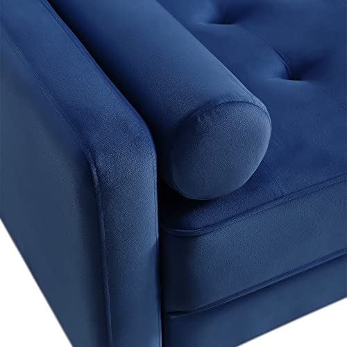 HomePop 3 Seater Velvet Sofa, Modern Couches for Living Room,Small Spaces, Dorm, Apartment, Blue