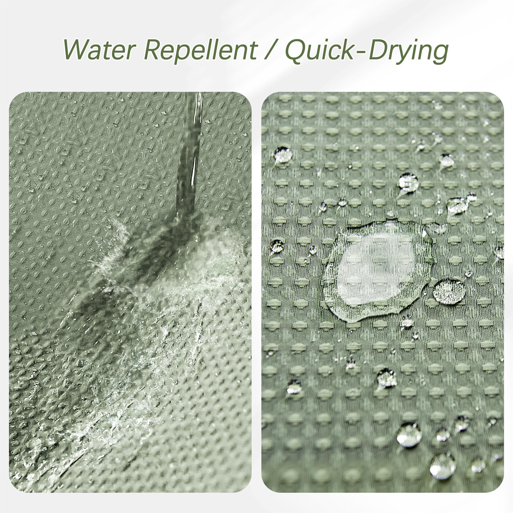 PANGSINNE Sage Green Shower Curtain - Waffle Weave Fabric Heavy Duty for Bathroom, Water Repellent Weighted 256GSM Hotel Quality Machine Washable Bath Curtains with 12 Hooks, 72Wx72H