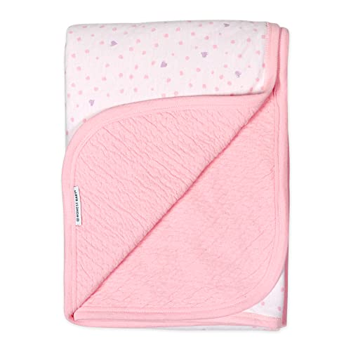 HonestBaby Baby Organic Cotton Matelasse Reversible Receiving Blanket, Love dot, One Size