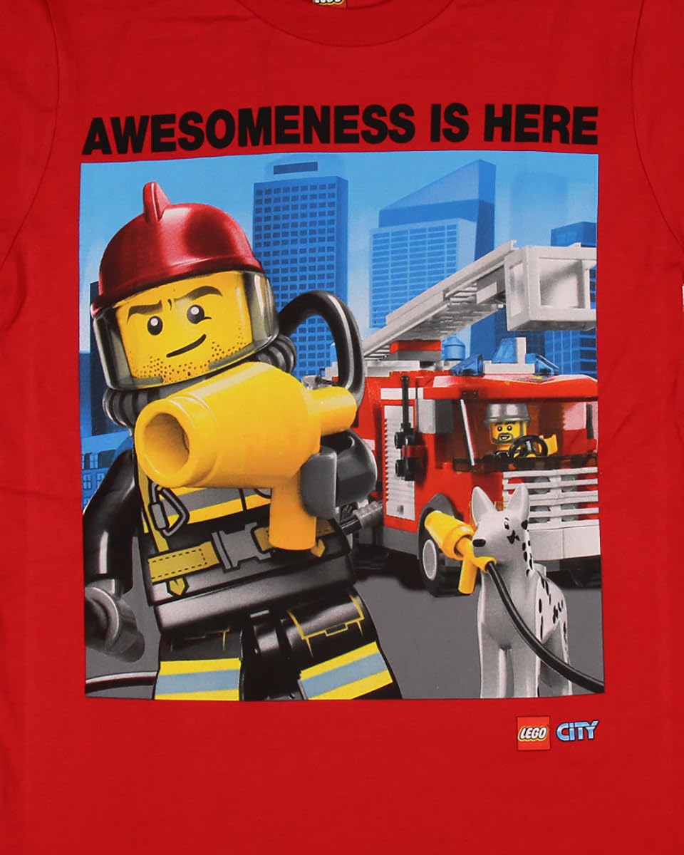 Lego City Boy's Awesomeness Is Here Fire Rescue T-Shirt, X-Large