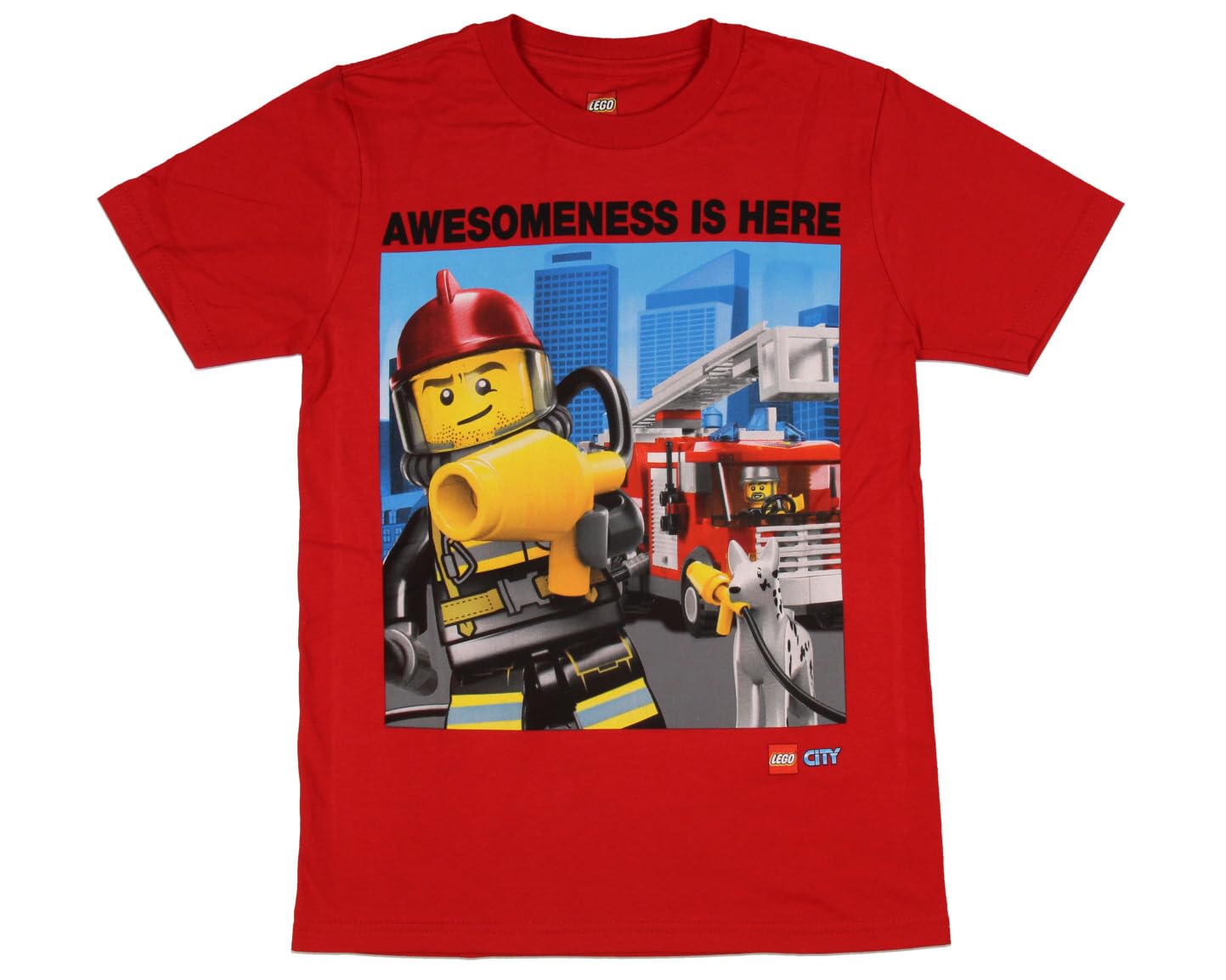 Lego City Boy's Awesomeness Is Here Fire Rescue T-Shirt, X-Large