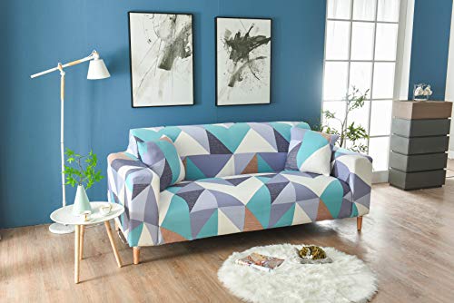 HOOBUY Printed Sofa Cover Stretch Couch Covers Sofa Slipcovers for 4 Cushion Couch with Two Free Pillow Case 07#(4 Seater/Large 3 Seater)