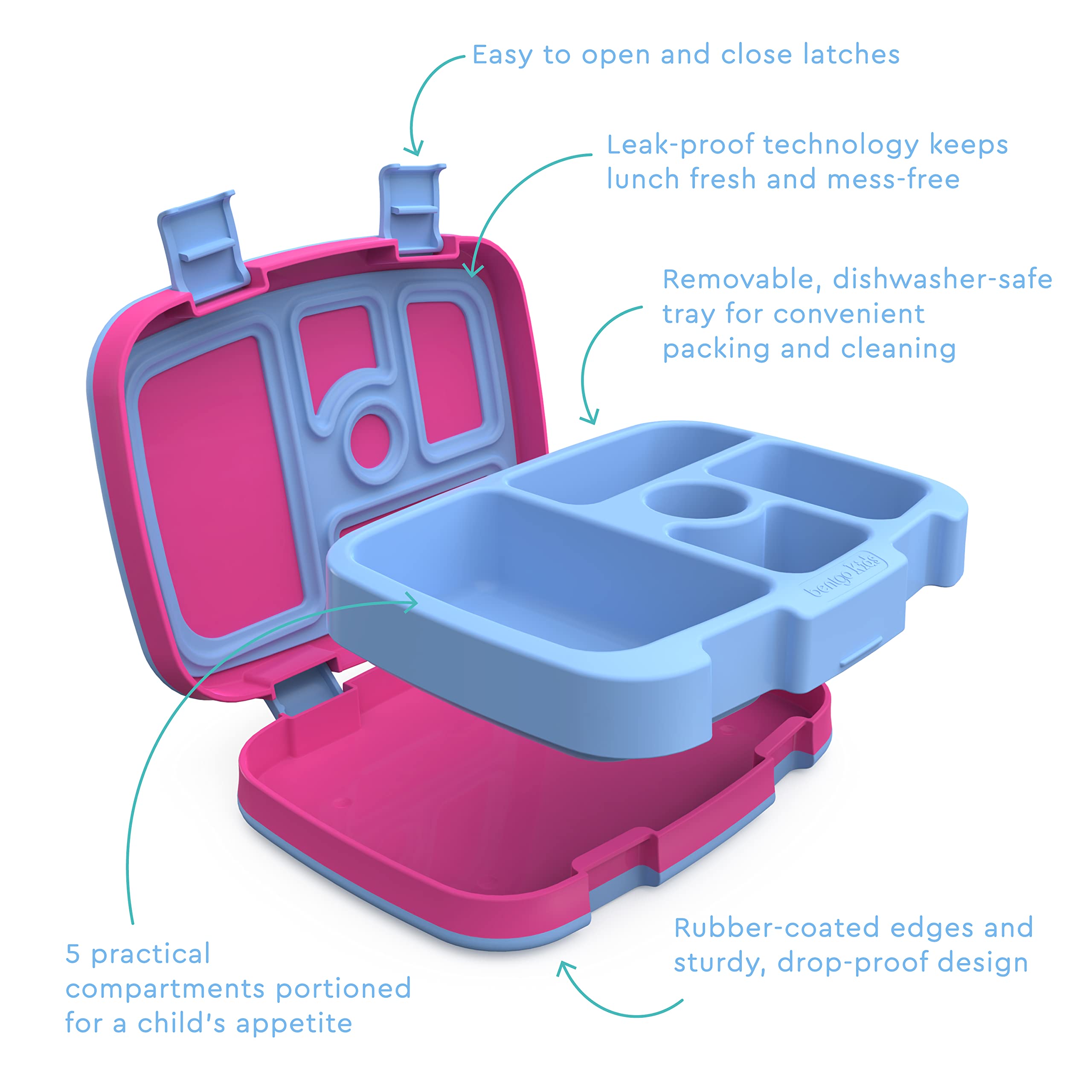 Bentgo Kids Prints Lunch Box Kids Water Bottle - New & Improved 2023 (Rainbows and Butterflies)