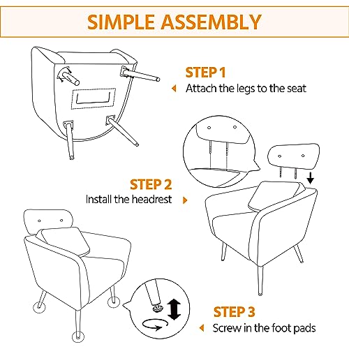Yaheetech Accent Chair, Cozy Living Room Chair Adjustable Headrest, Boucle Vanity Chair Lumbar Pillow Golden Legs, Modern Armchair Bedroom, Dark Gray