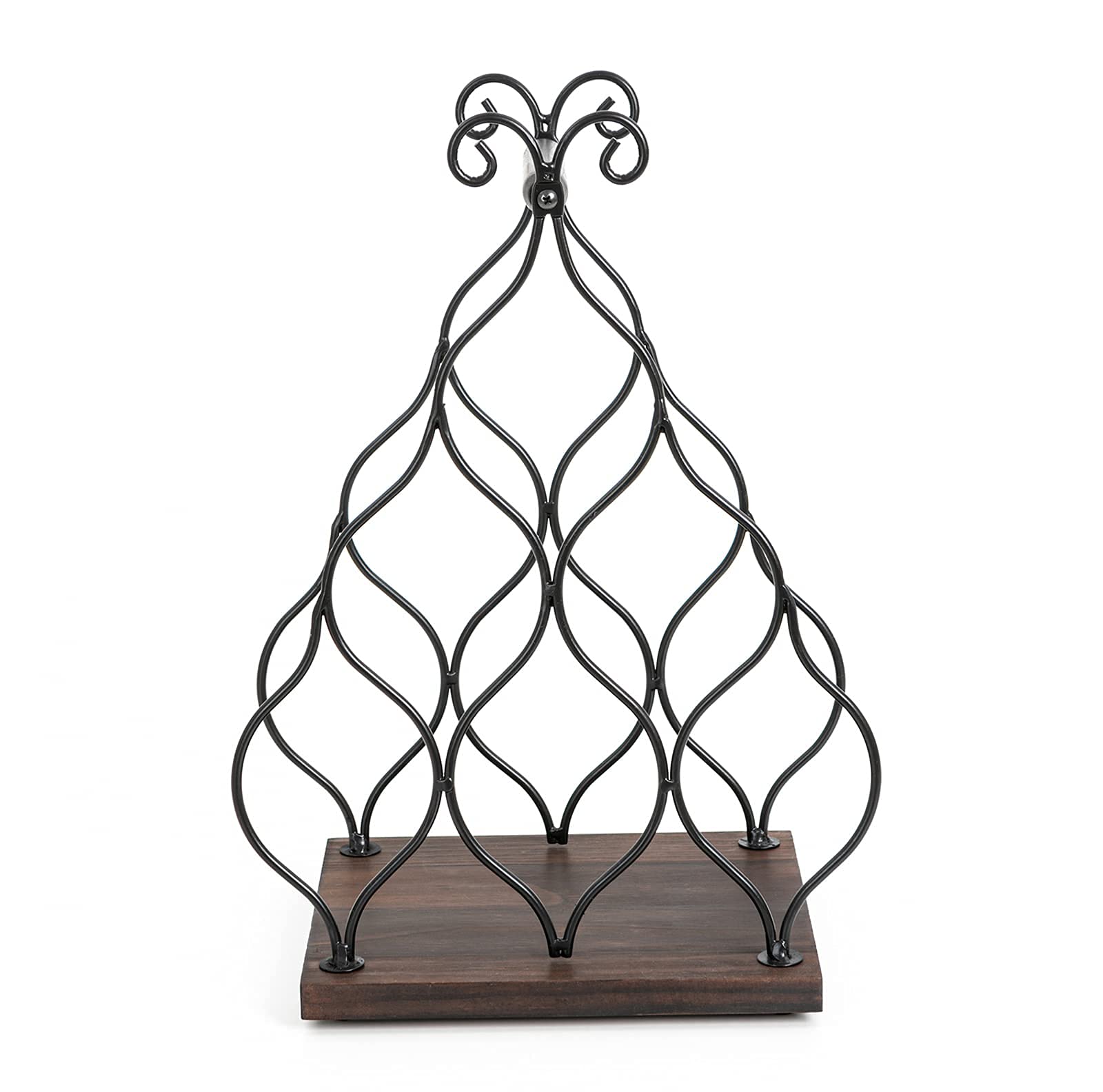 SODUKU Countertop Wine Rack 6 Wine Bottles Holder Rustic Metal Wood Wine Storage Rack for Kitchen Table Bar