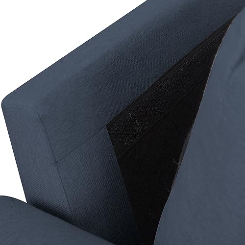 FREESNOOZE 81.5'' Linen Upholstered Sofa, Modern 3 Seater Sofa Couch with Back Cushions and 2 toss Pillows for Living Room/Bedroom/Apartment(Dark Blue)