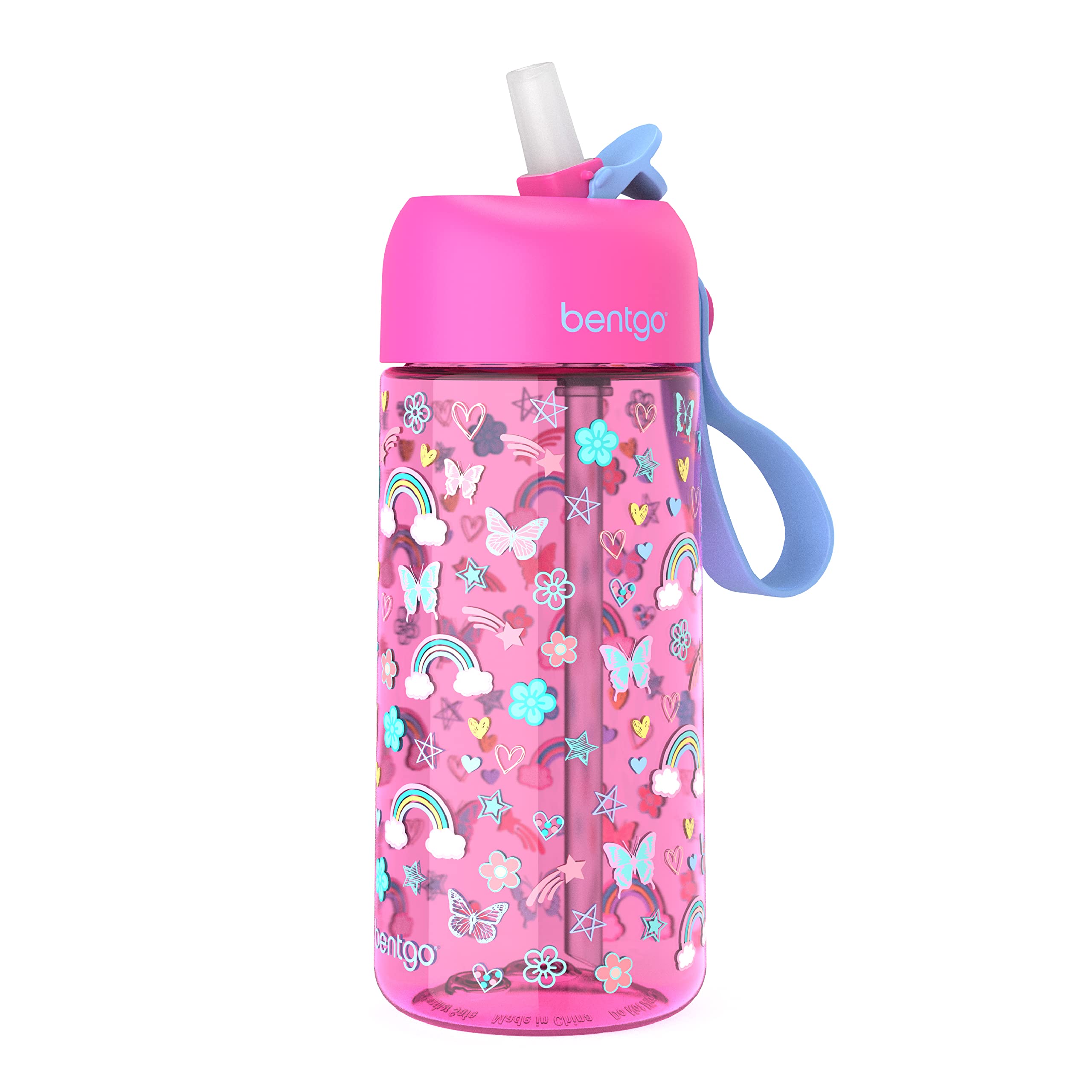 Bentgo Kids Prints Lunch Box Kids Water Bottle - New & Improved 2023 (Rainbows and Butterflies)