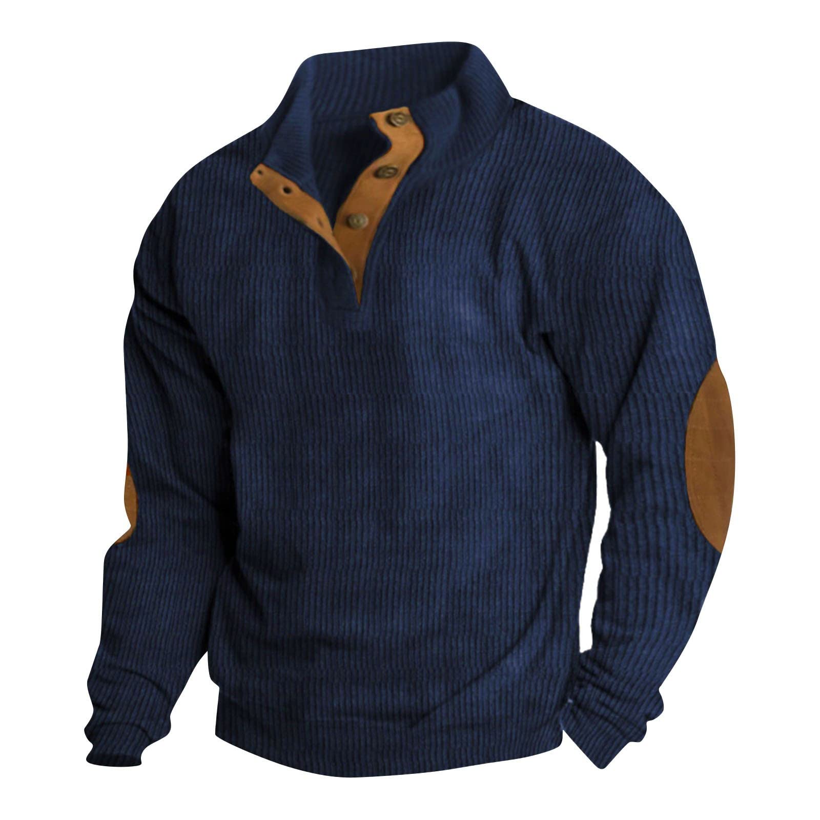 RTTUIOP Men's Western Aztec Ethnic Print Vintage Top Long Sleeve Shirt Stand Collar Button Down Pullover Jacket Coat Top