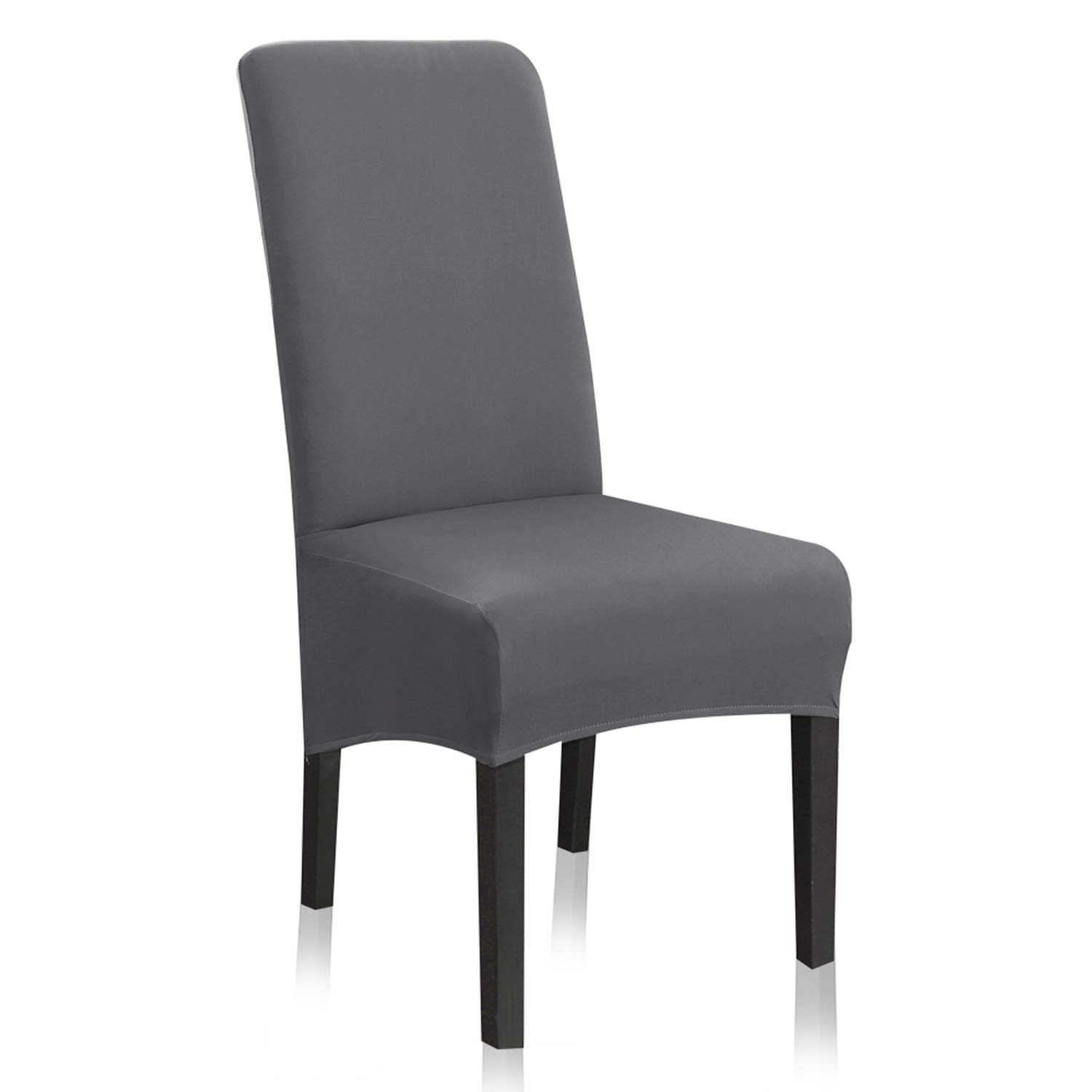 Stretch Dining Chair Slipcovers, XL/Oversized Removable Washable Soft Spandex Extra Large Dining Room Chair Covers for Kitchen Hotel Table Banquet Solid Color (2 Per Set, Gray)