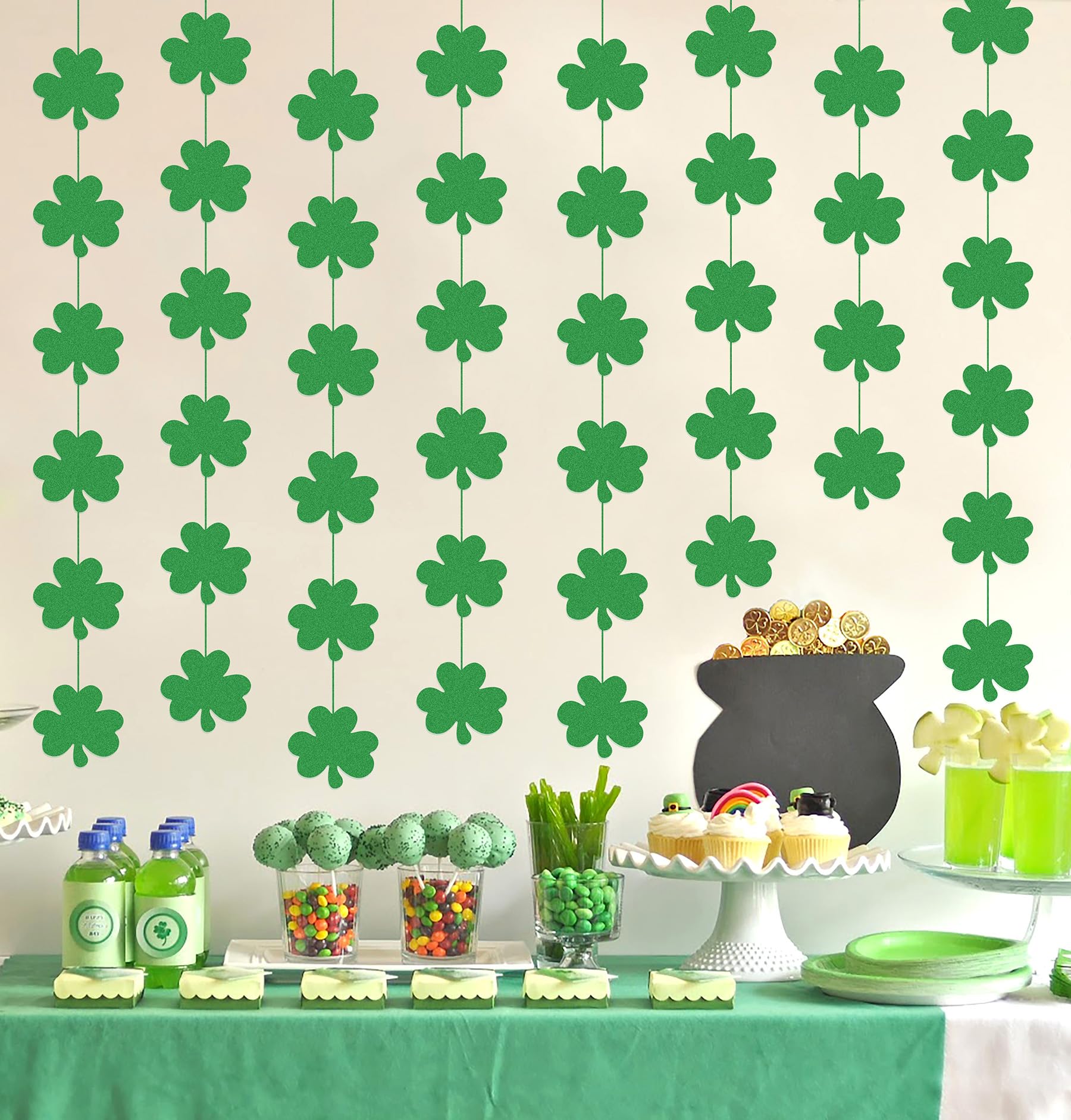 jollylife 12PCS St. Patrick’s Day Shamrock Decorations - Lucky Irish Party Hanging Ornaments Garland Cutouts