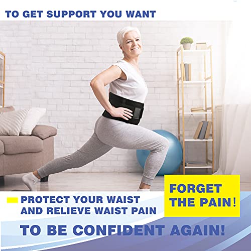 Back Brace Lumbar Support Belt - Relief Back Pain, Sciatica, Herniated Disc, Scoliosis and More - Back Support to Improve Posture, Keep Back Straight for Men and Women (Black, 6XL/(65''-76''))