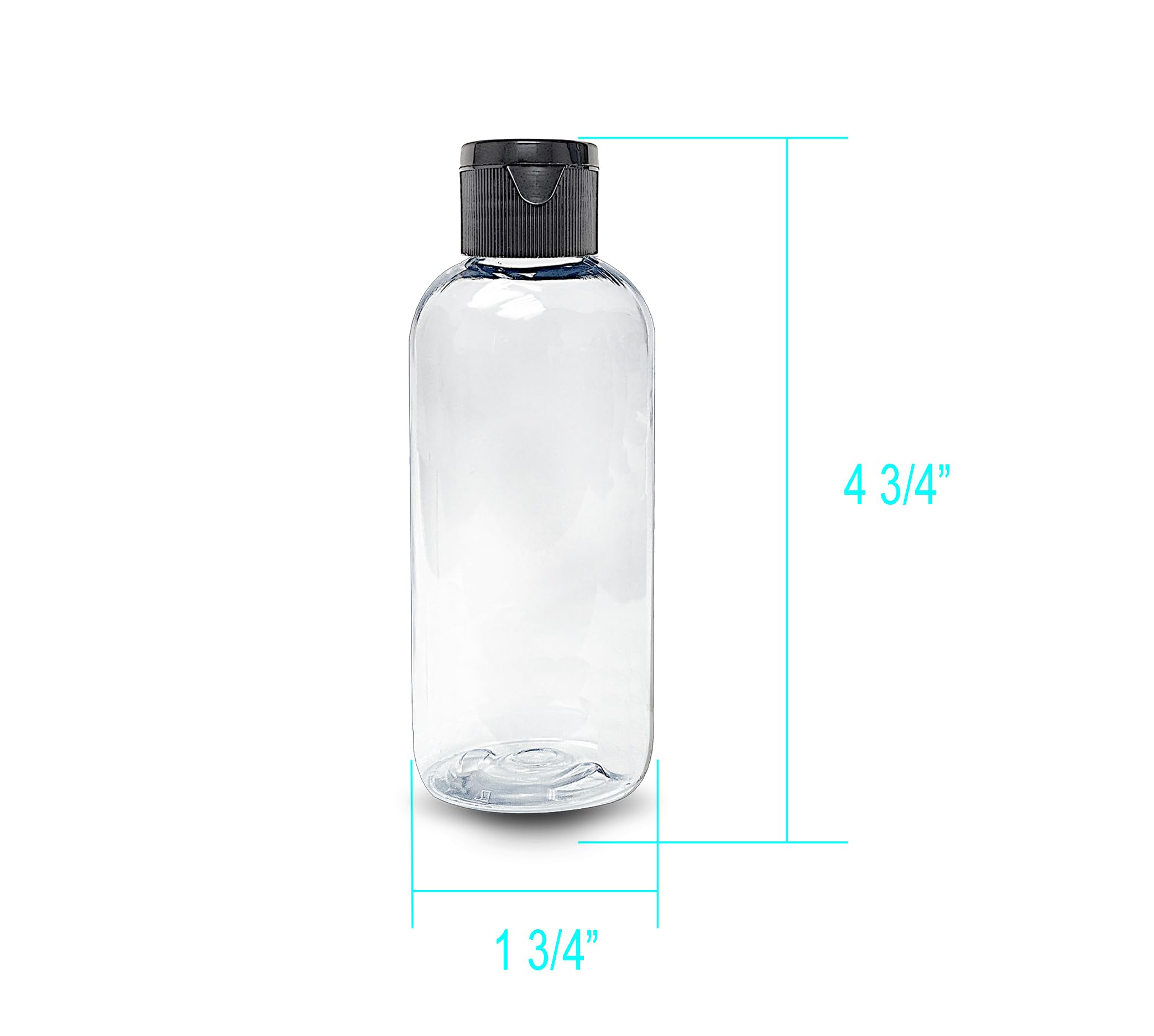 ljdeals 4 oz Clear Plastic Empty Bottles with Black Flip Top Caps, Refillable Cosmetic Containers for Shampoo, Lotions, Cream and more Pack of 12, BPA Free, Made in USA