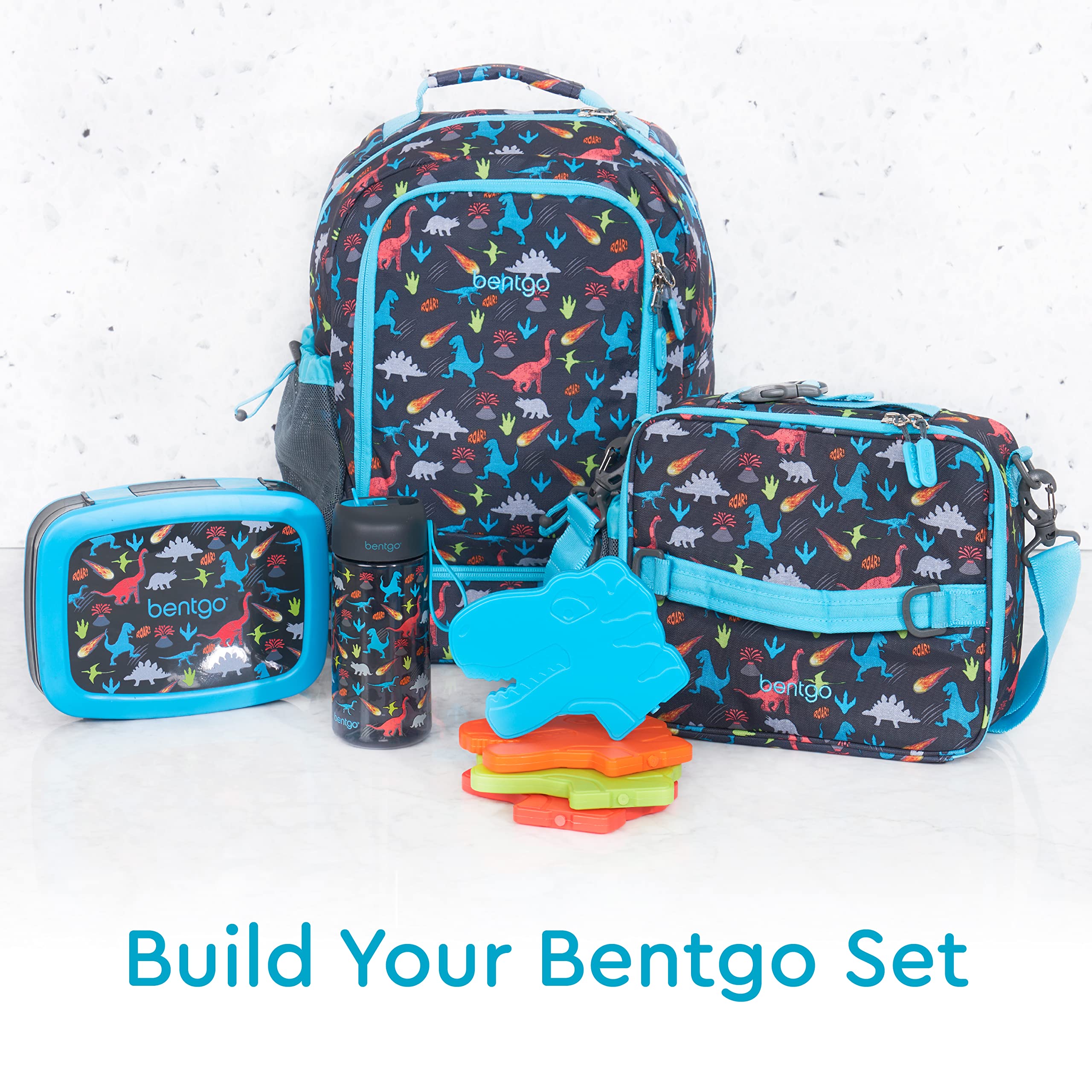 Bentgo Kids Prints Lunch Box & Water Bottle (Dinosaur)