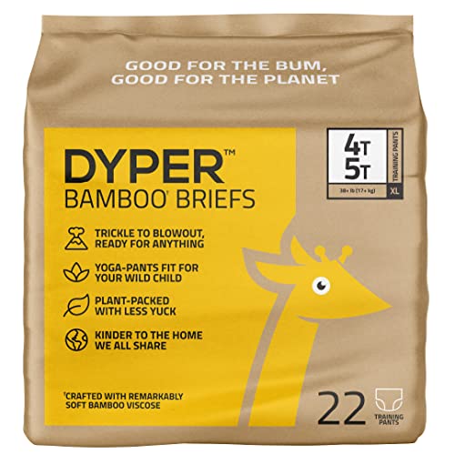 DYPER Viscose from Bamboo Toddler Potty Training Pants Girls & Boys Size 4T-5T, Honest Ingredients, Day & Overnight, Made with Plant-Based* Materials, Hypoallergenic for Sensitive Skin, Unscented