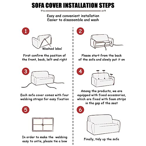 Shukii Stretch Couch Covers Sofa Covers Slipcovers for 4 Cushion Couches Geometry Printed Slipcovers Fitted Furniture Protector Couch Cover with 1 Pillowcases (4-Seater 87-112 inch)