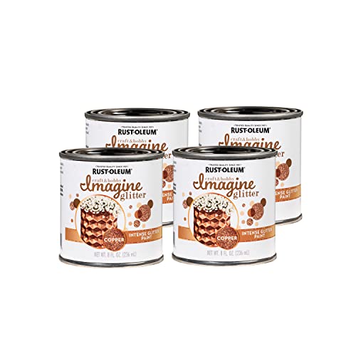 Rust-Oleum 349201-4PK Imagine Craft & Hobby Intense Glitter Paint, 8 Oz, Copper, 4 Pack