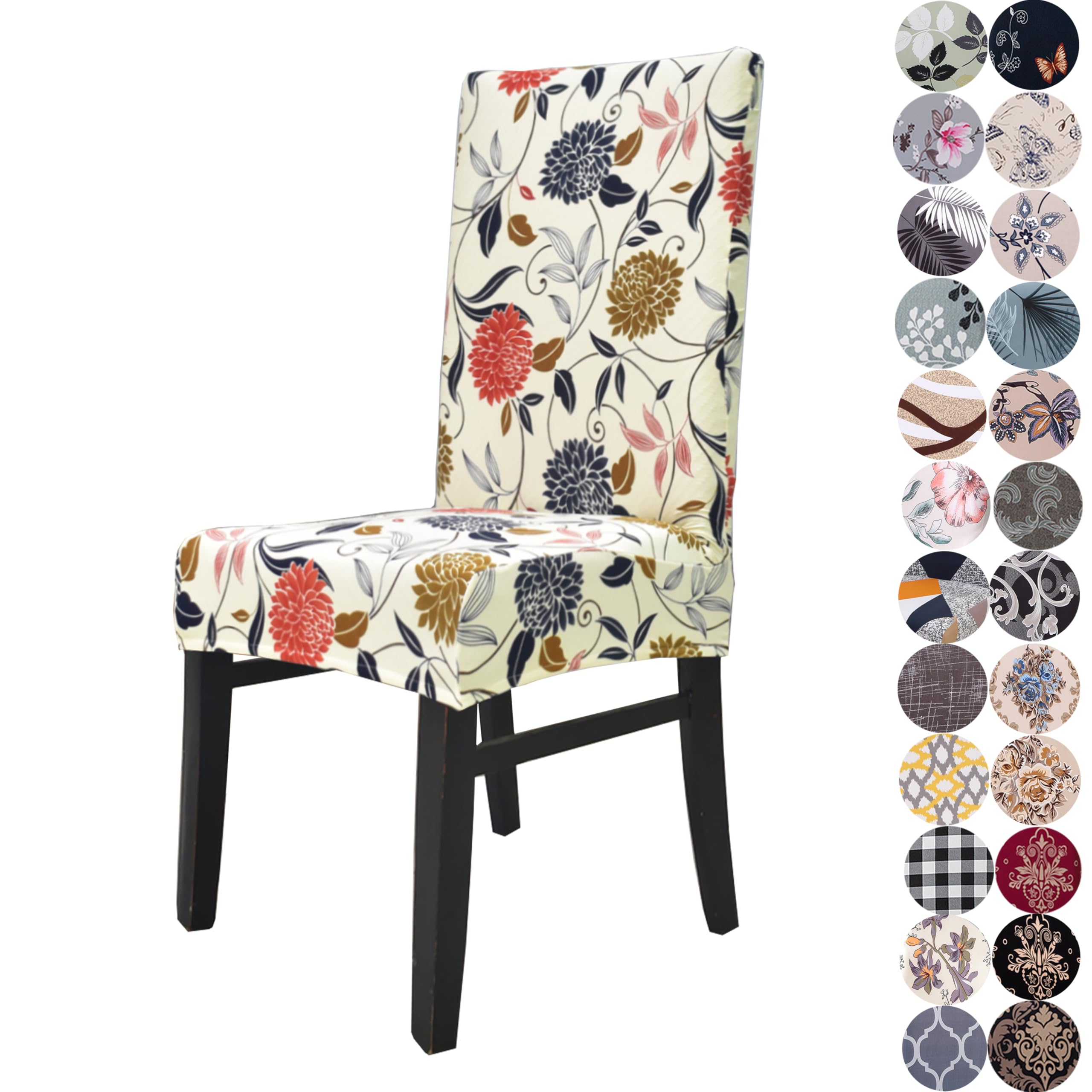 Lalluxy Stretchy Parson Chair Slipcovers for Dining Room Chair seat Covers Chair Protectors for Party Pet Protection Universal Fit Soft Polyester (Set of 4, Orange Flowers)