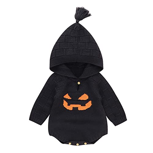 Baby Boy Girl Skeleton Halloween Costume Romper Oversized Waffle Knit Sweater Bodysuit Pullover Halloween Baby Costume