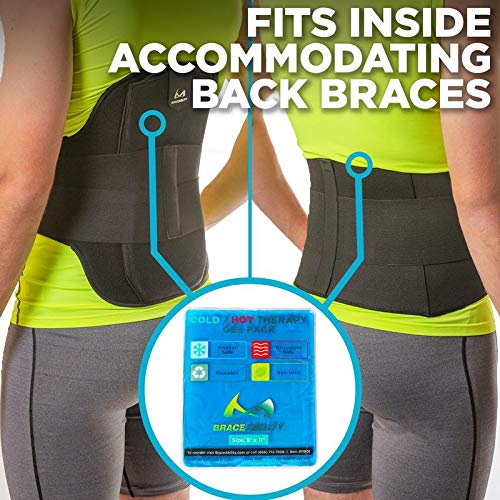 BraceAbility Reusable Heat/Ice Pack for Injuries | Kid Friendly, Flexible Hot and Cold Therapy Gel Compress, Large Microwavable Hip Wrap, Back or Knee Pain Aid, Medical Surgery Icing Bag (9" x 11")