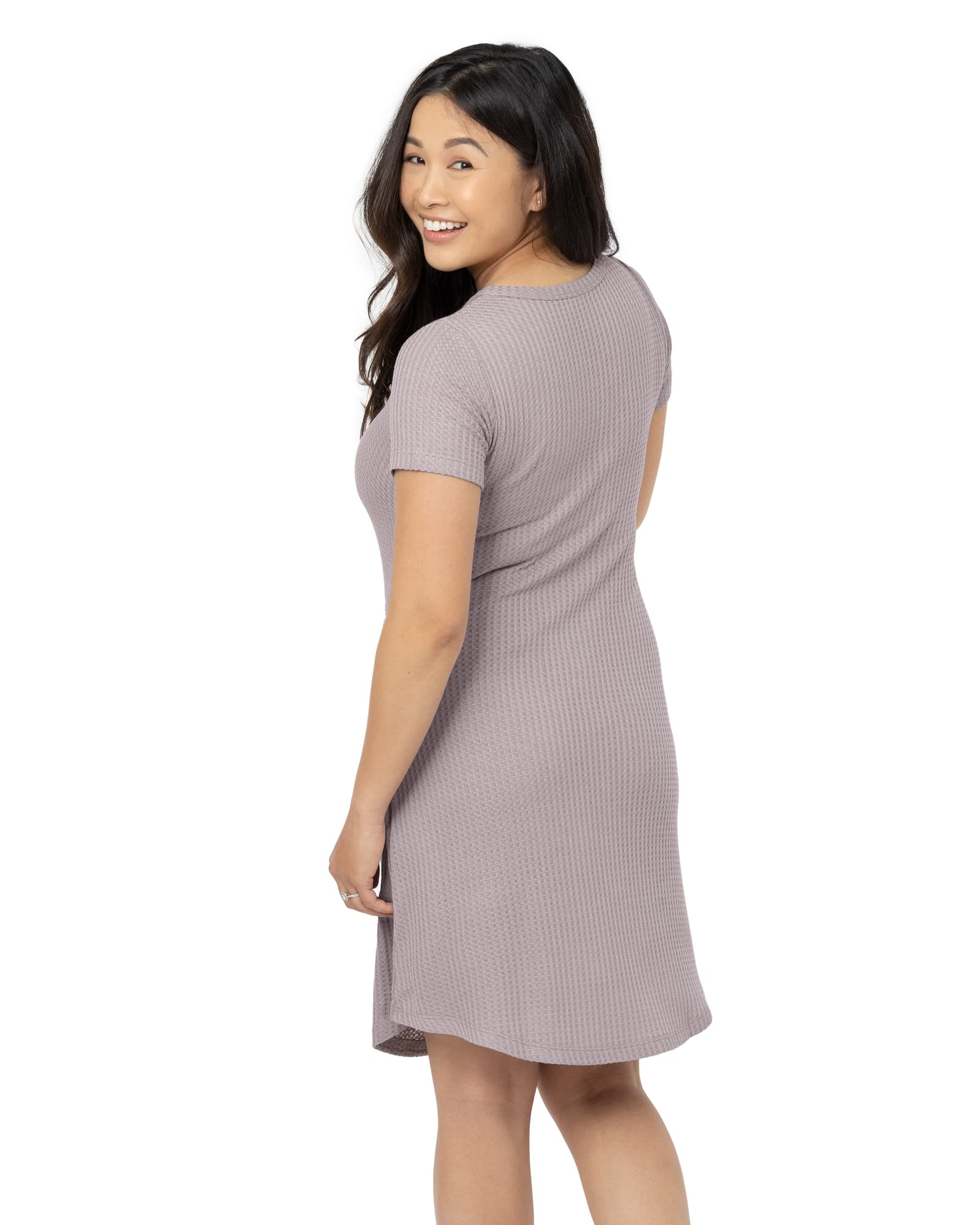 Kindred Bravely Nora Waffle Knit Bamboo Nursing & Maternity Nightgown (Pebble, Small)