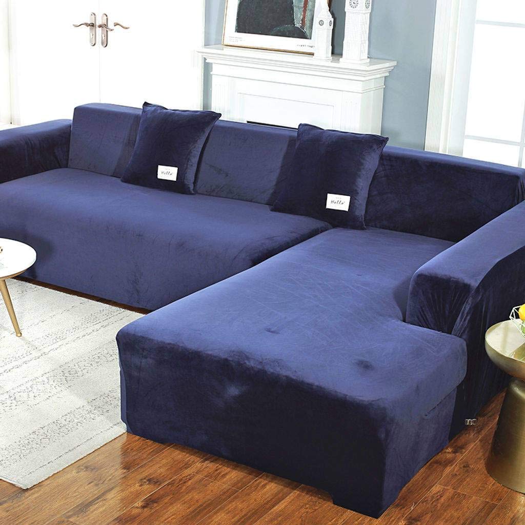 IMYOGI High Stretch Sofa Covers Sofa Slipcover, Stretch Velvet Couch Covers for Sofa Covers for Living Room for Dogs, Sofa Slipcover,Couch Slipcover-4 Seater+4 Seater-Blue