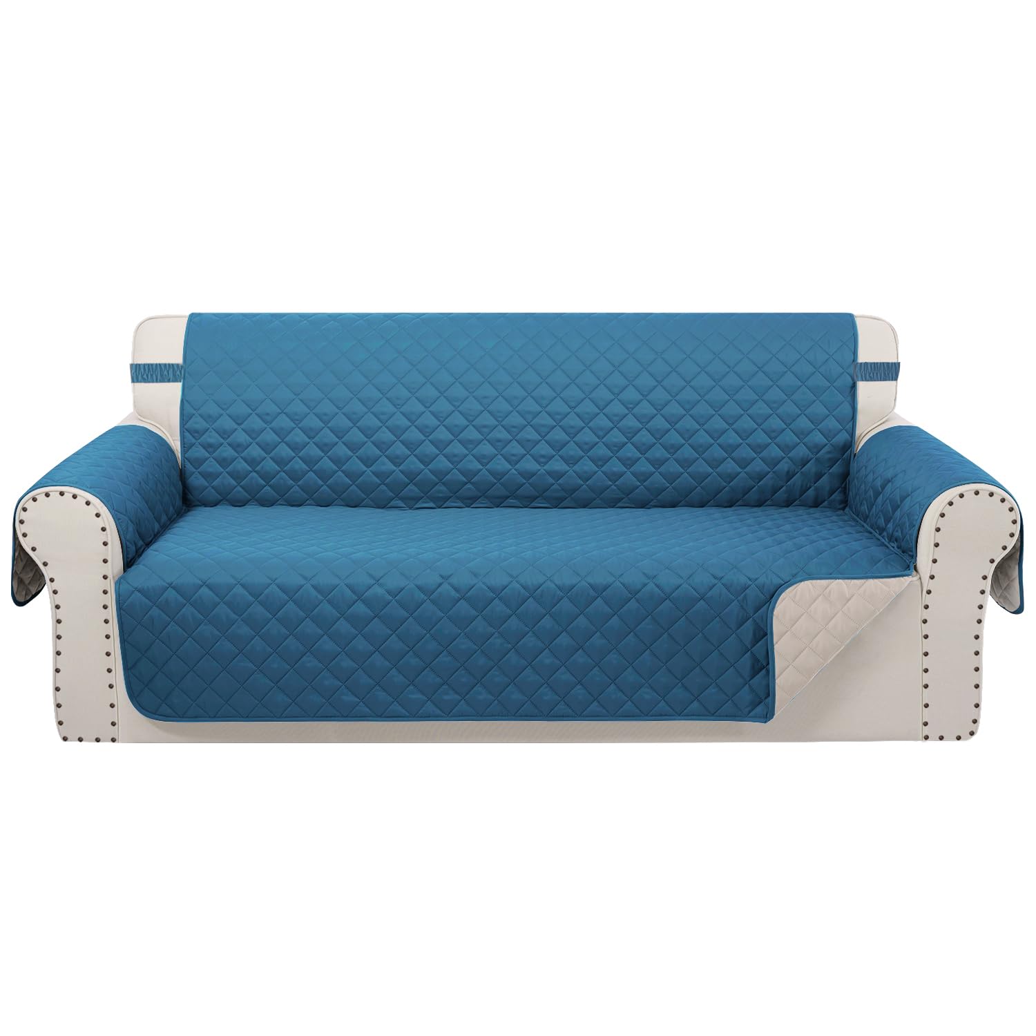 Luxshare Home Reversible 4 Seater Sofa Cover 91 Inch Large Couch Cover Furniture Protector(Sofa XX-Large,Blue/Beige)