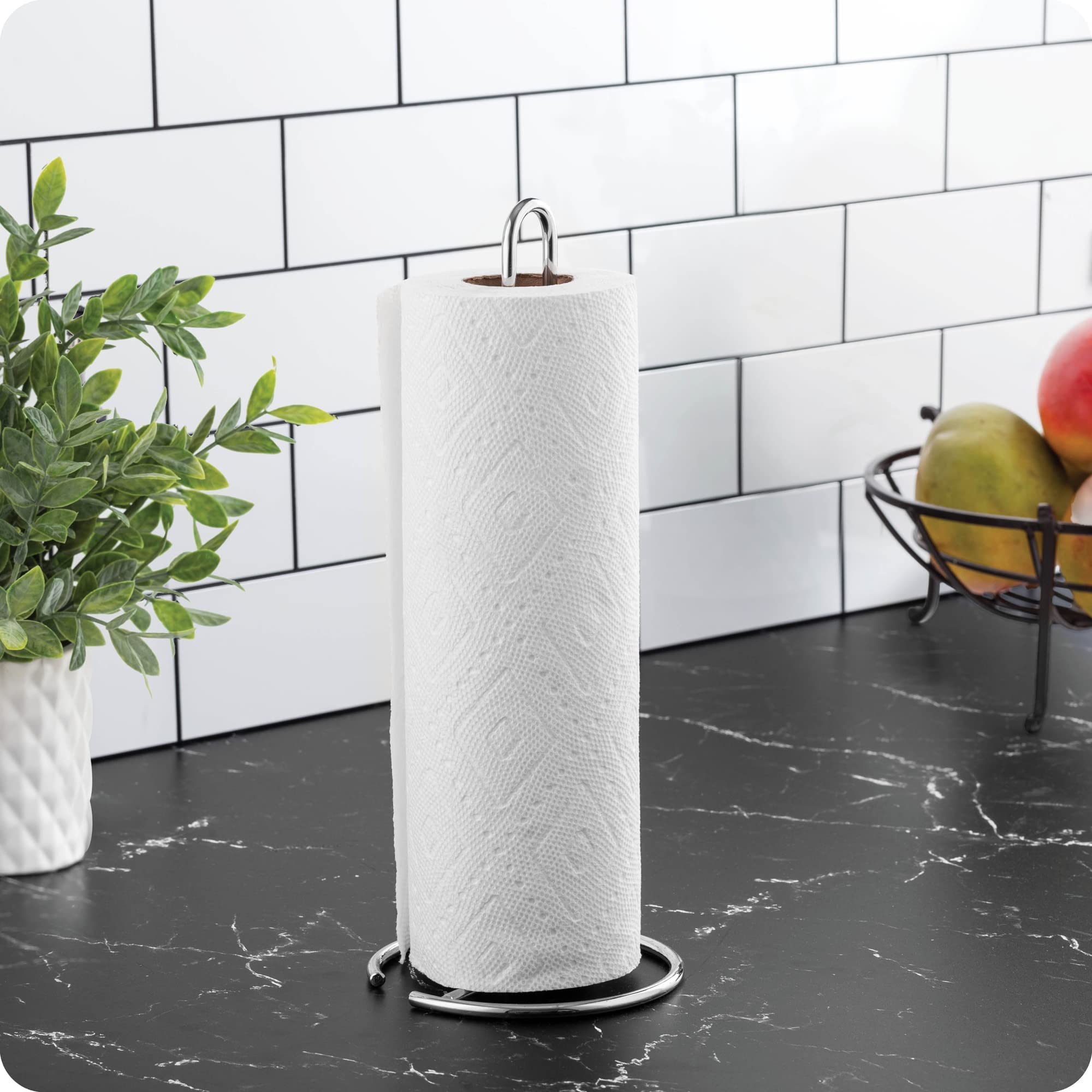 Paper Towel Holder Countertop, Fits Standard And Jumbo Rolls - Chrome Paper Towels Holder for Kitchen Countertops/Dining Tables & Bathroom Vanities. Paper Towel Holder for hand drying & quick clean up