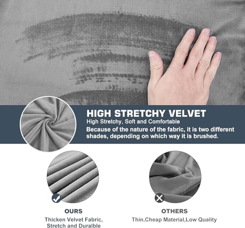 KEUNGSHEK Velvet Sofa Slipcover,Suitable for Multi-Seater Sofas,Sofa Backrest Cover,Sofa Seat Cushion Cover,L-Shaped Sofa Cover,Anti-Slip High Elasticity,L Shape Seat Cover,Stone Blue
